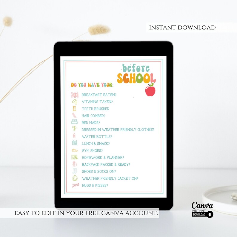 Editable Before & After School Checklist: Responsibility Chart (digital ...