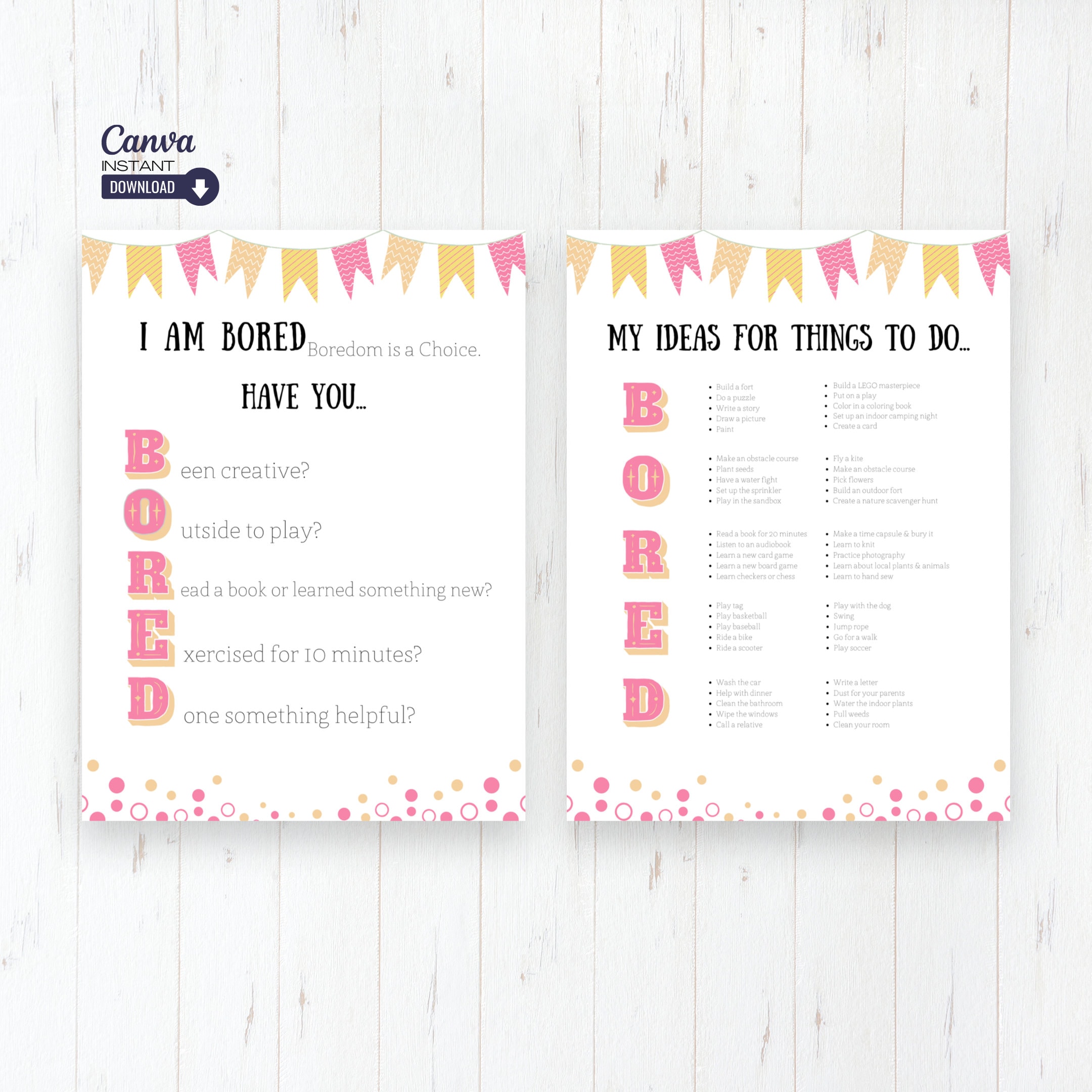 Kids Summer Chore and Activity Chart, Summer Rules Printable, Editable ...