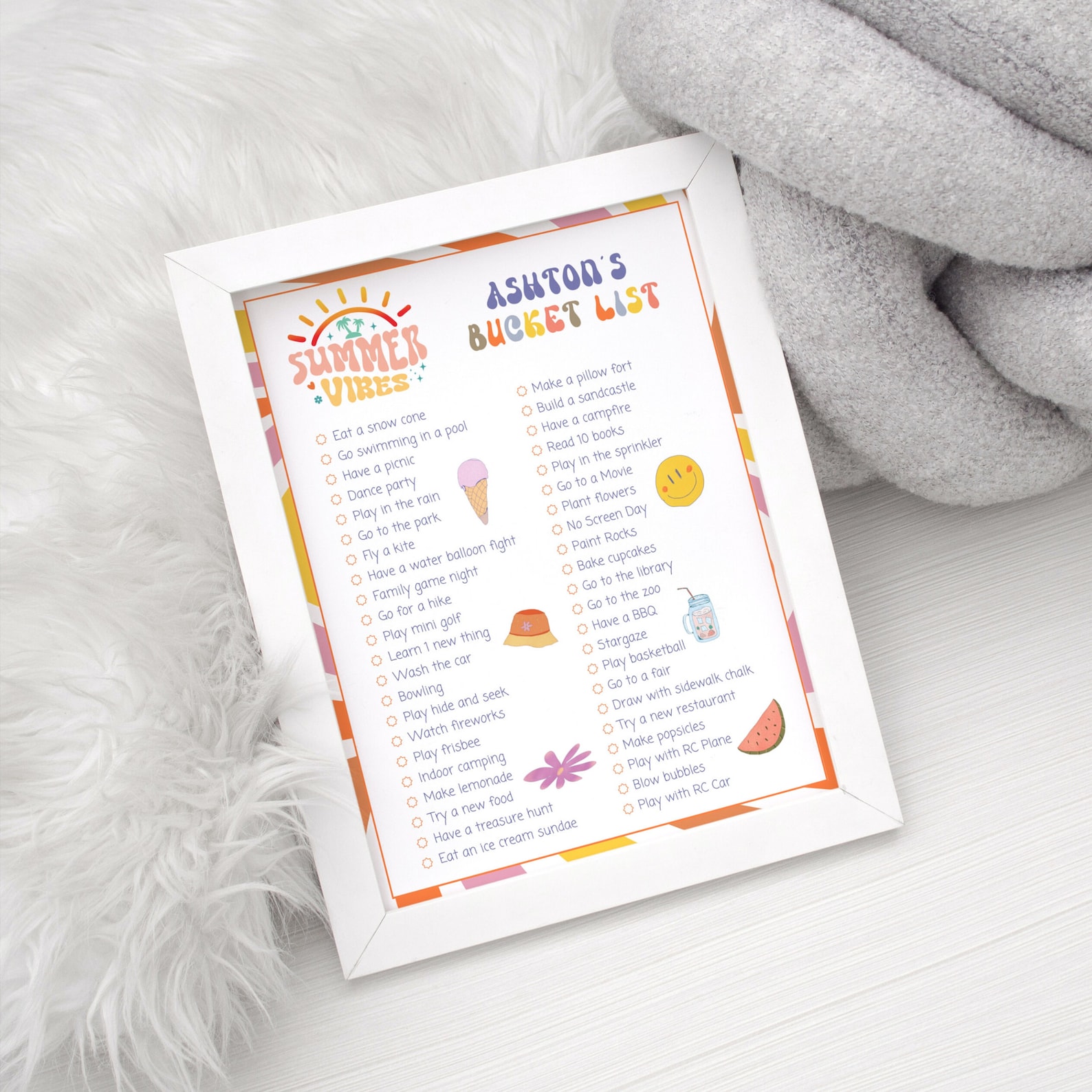 Editable Summer Bucket List, Printable Summer to Do List, Summer ...