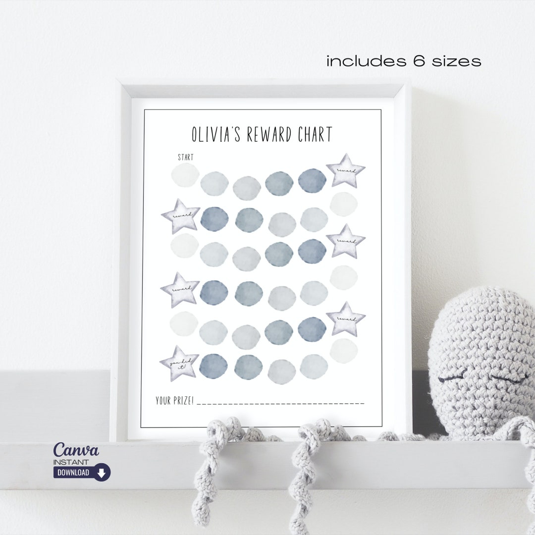 Editable Kids Reward Chart, Printable Responsibility Chart, Toddler ...