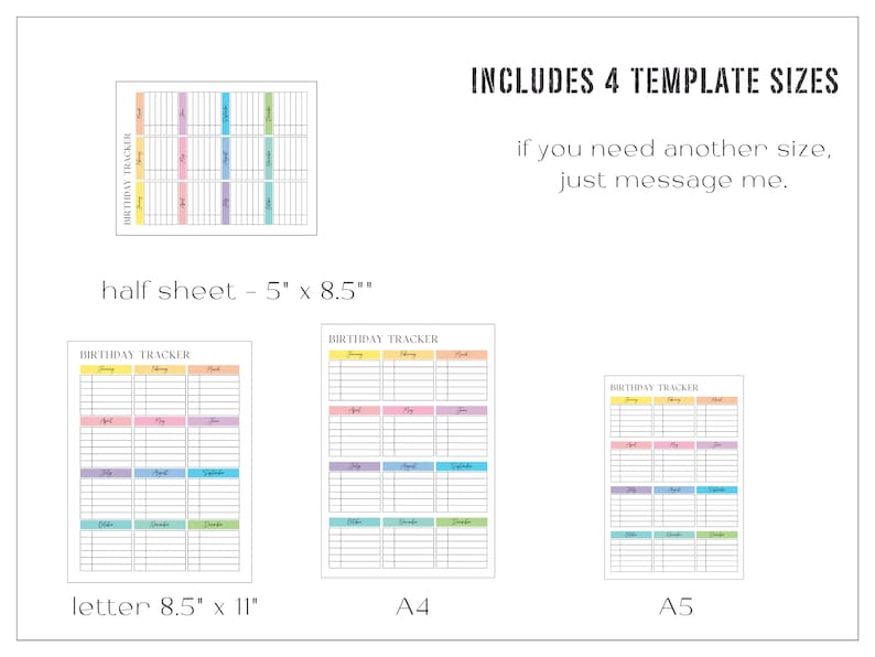 Editable Birthday Planner Template, Printable Birthday Tracker ...