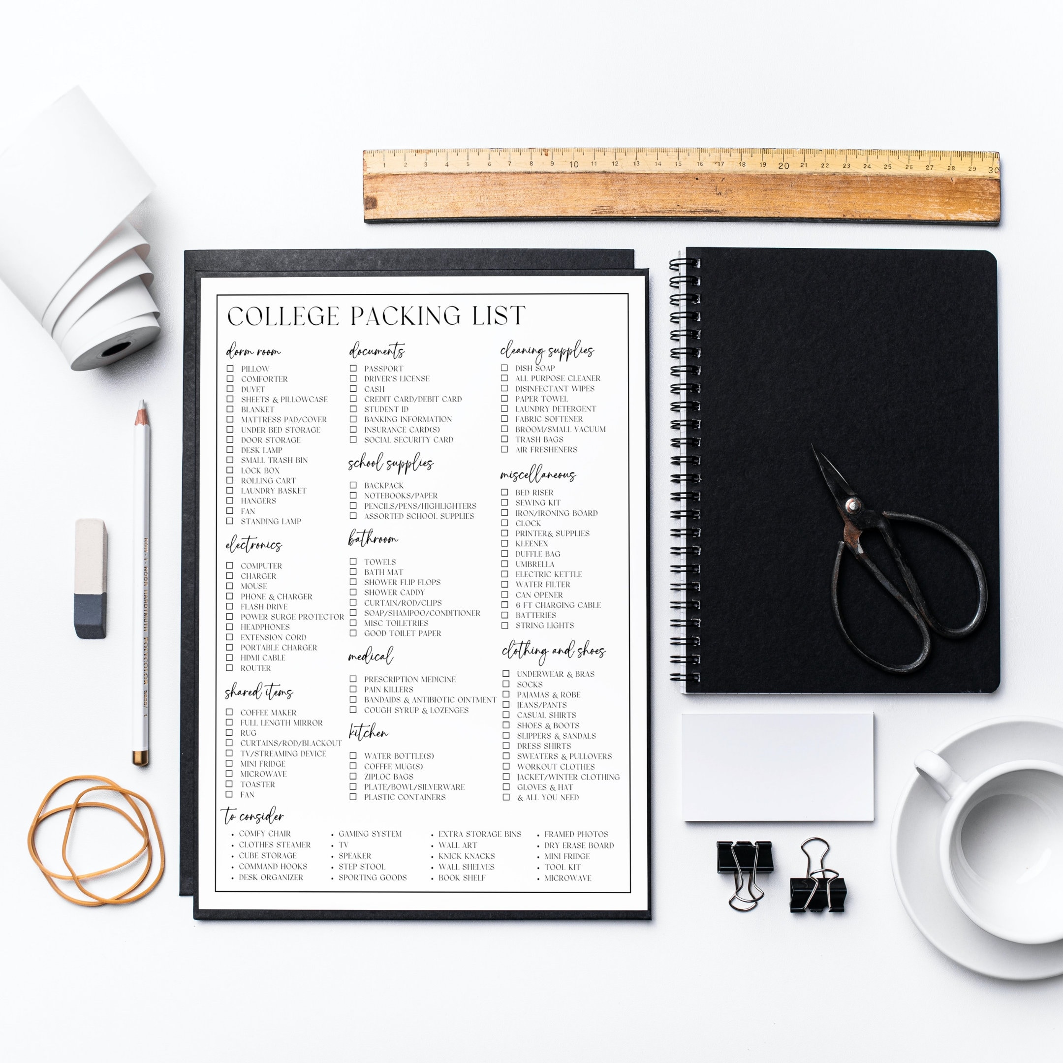 Editable College Packing List: Printable Dorm Essentials Checklist ...