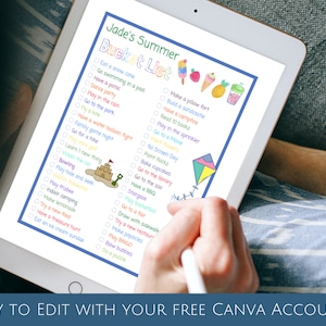 Editable Summer Bucket List Printable Summer to Do List - Etsy