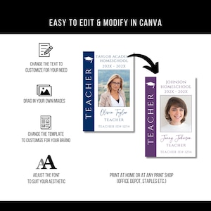 Editable Homeschool Teacher & Student ID Card Template (digital ...