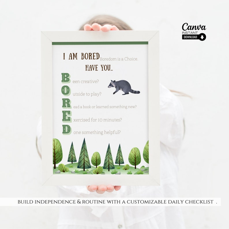 Kids Chore Chart Printable: Editable Woodland Responsibility Checklist ...