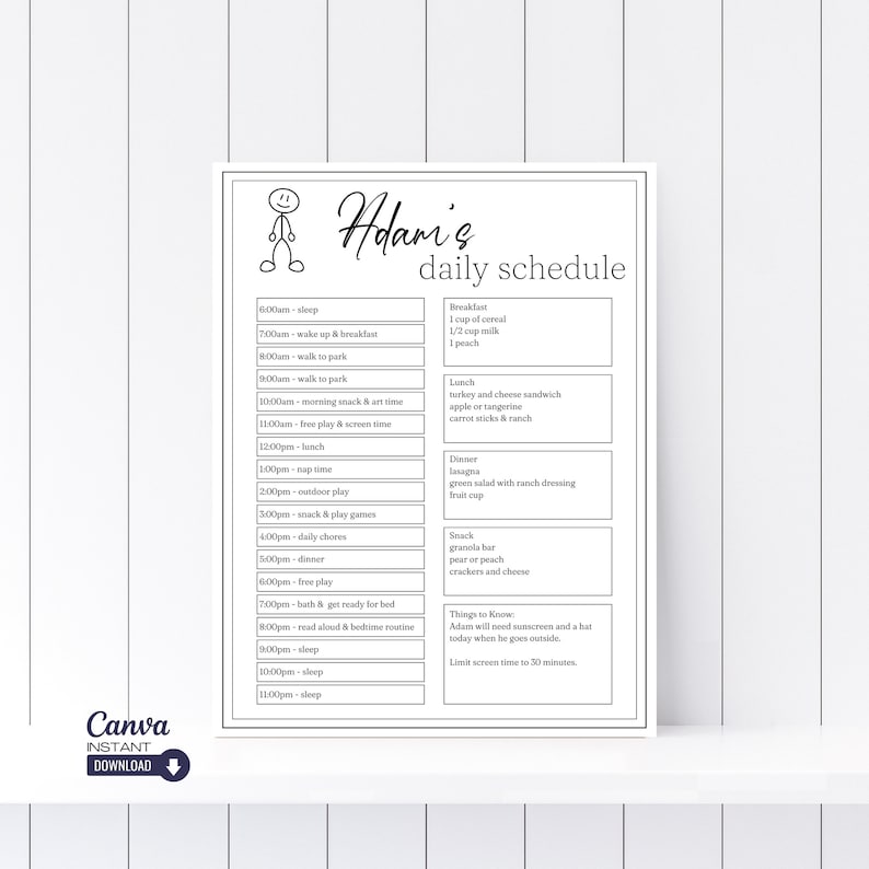 Editable Kids Daily Schedule, Printable Kids Summer Schedule ...