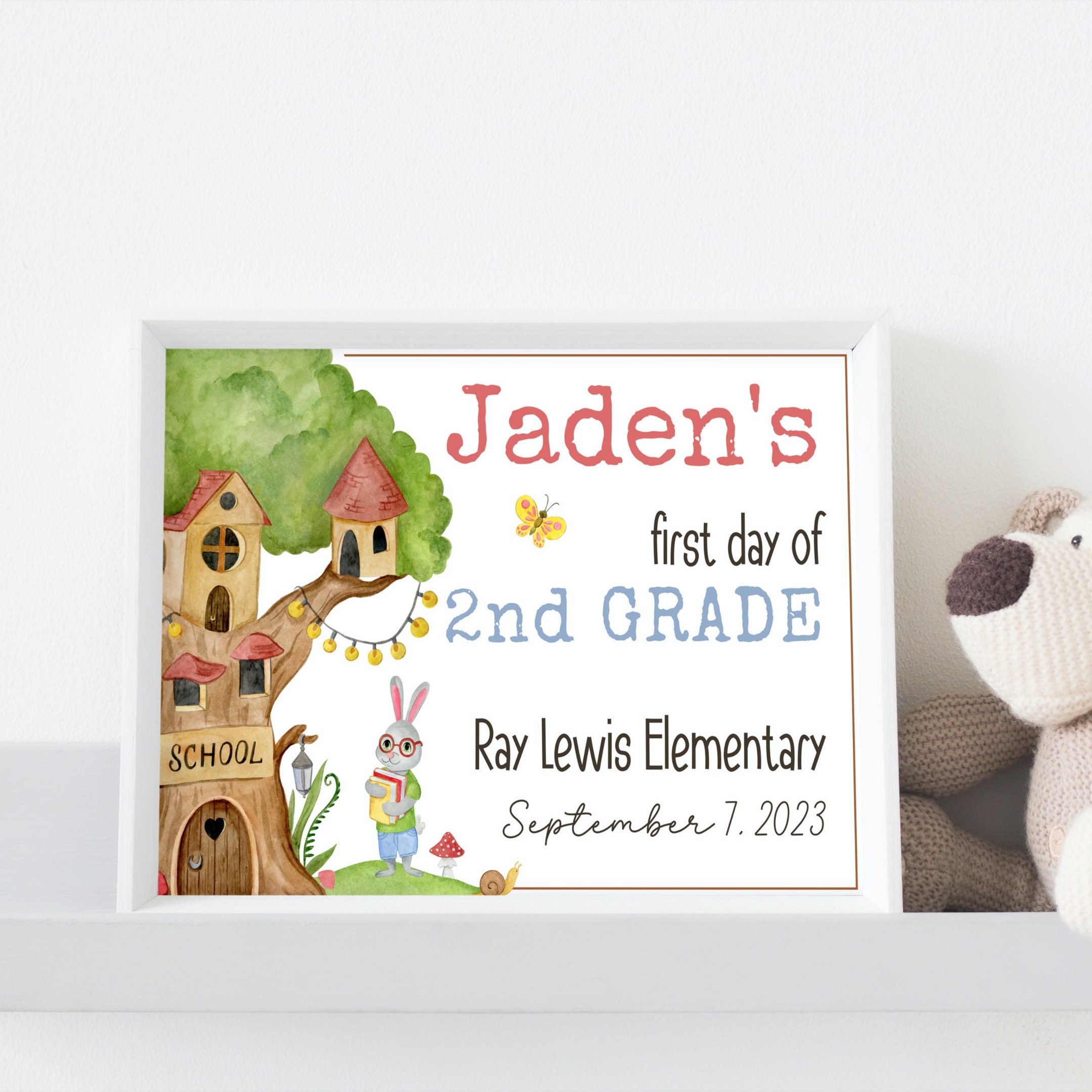 Editable First Day of School Sign, Woodland Animals (canva Template ...