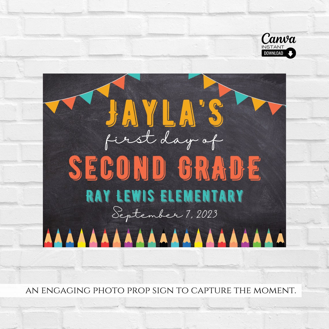 Printable First Day of School Sign, Back to School Chalkboard Sign ...