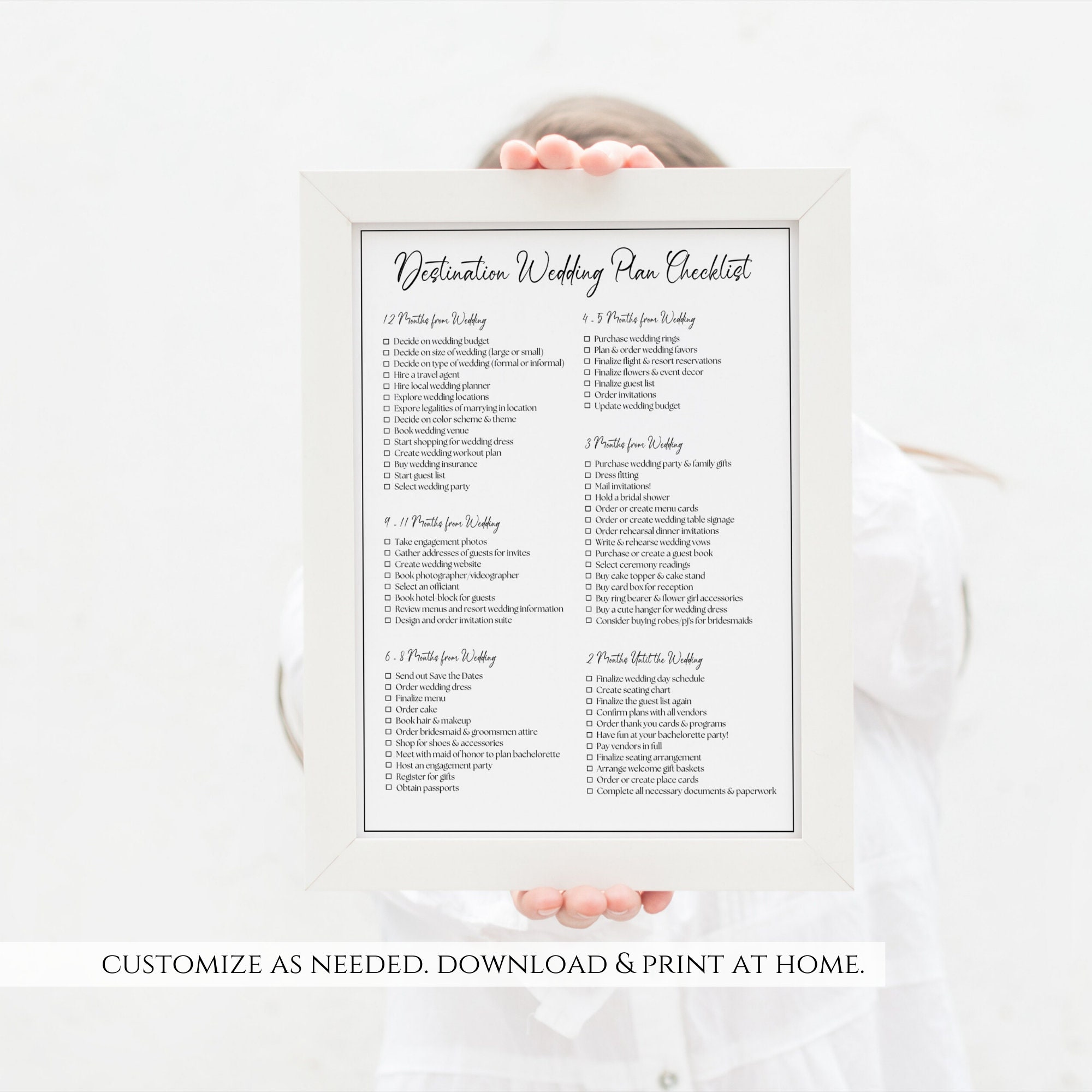 Editable Destination Wedding Checklist, Printable Wedding Checklist ...
