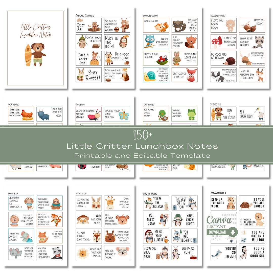 Editable Lunch Box Notes Template, Printable Kids Positive Affirmation ...