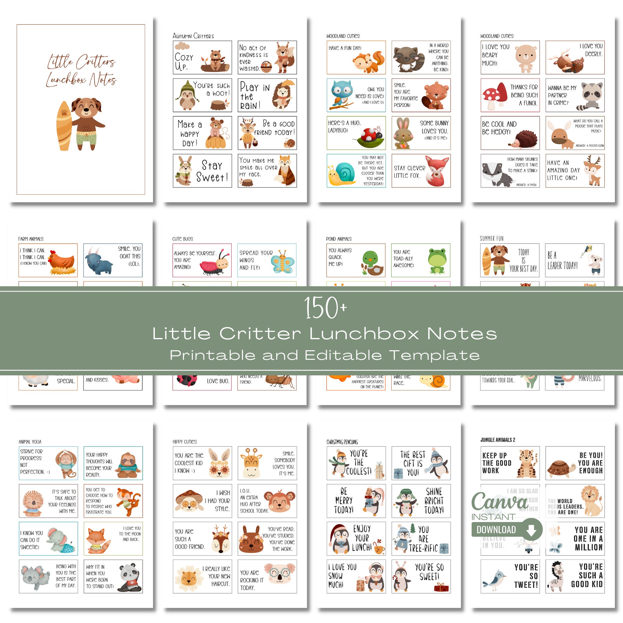 Editable Lunch Box Notes Template, Printable Kids Positive Affirmation ...