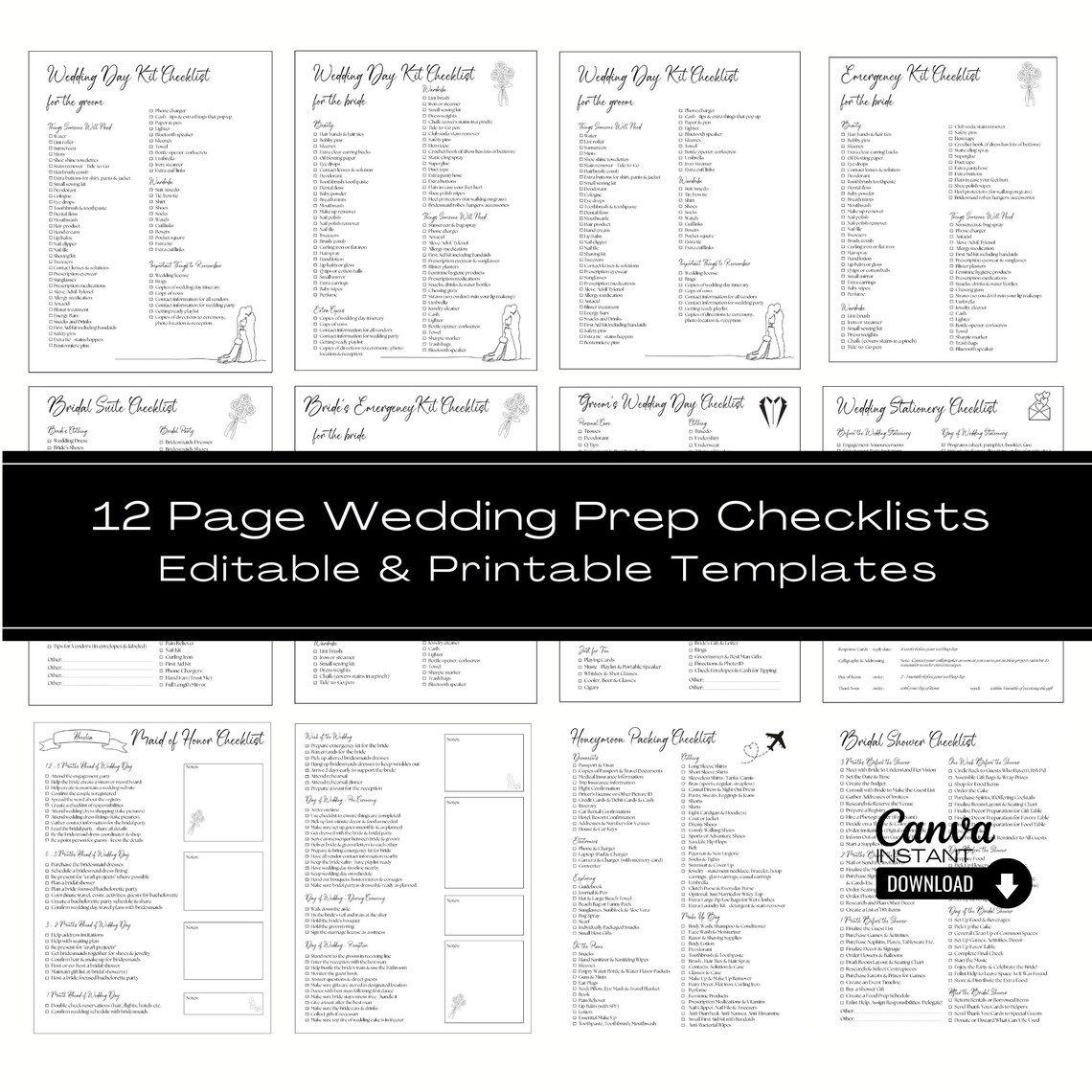 Editable Wedding Checklist Templates, Printable Wedding Planning ...