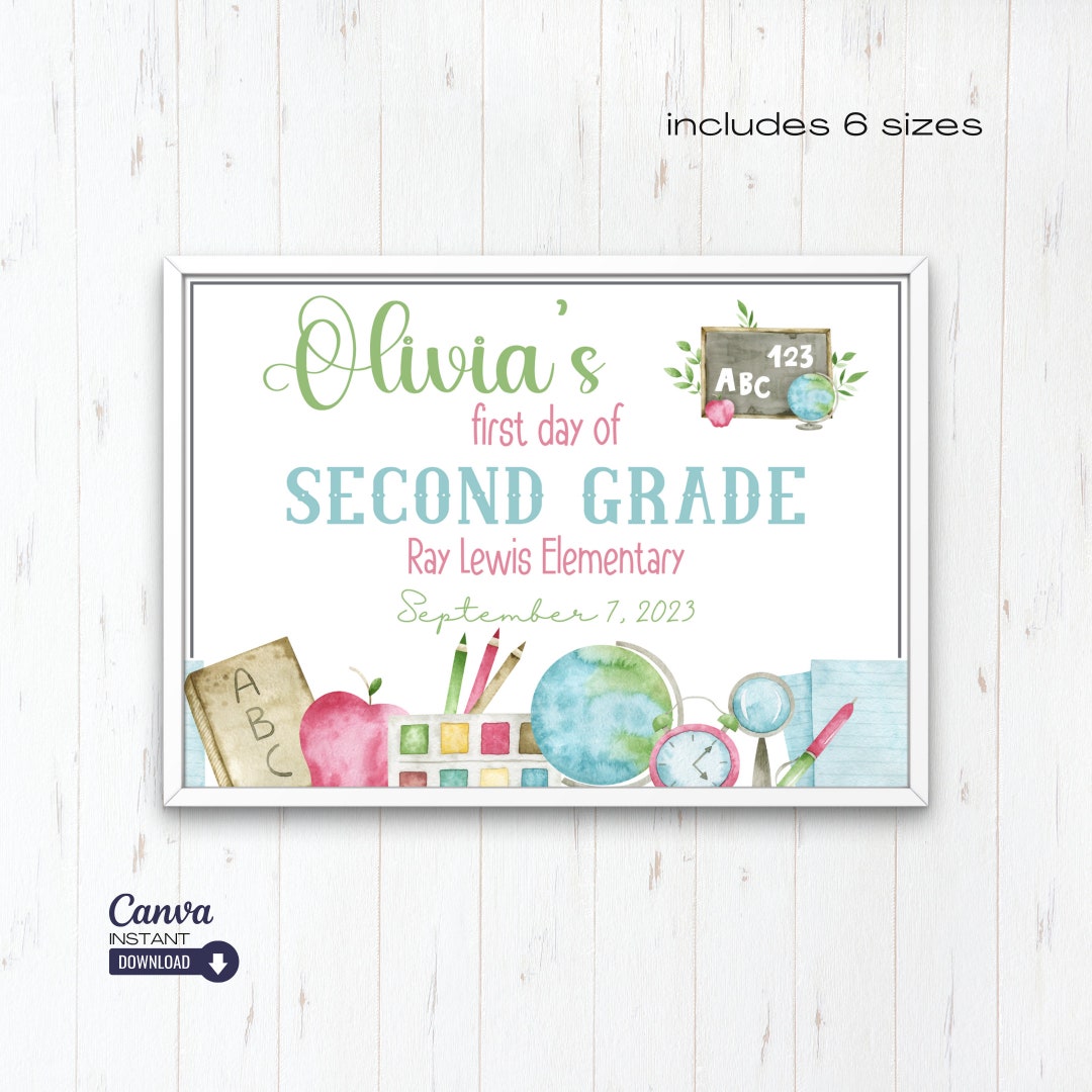 Printable First Day of School Sign Canva Template, First Day Photo Prop ...