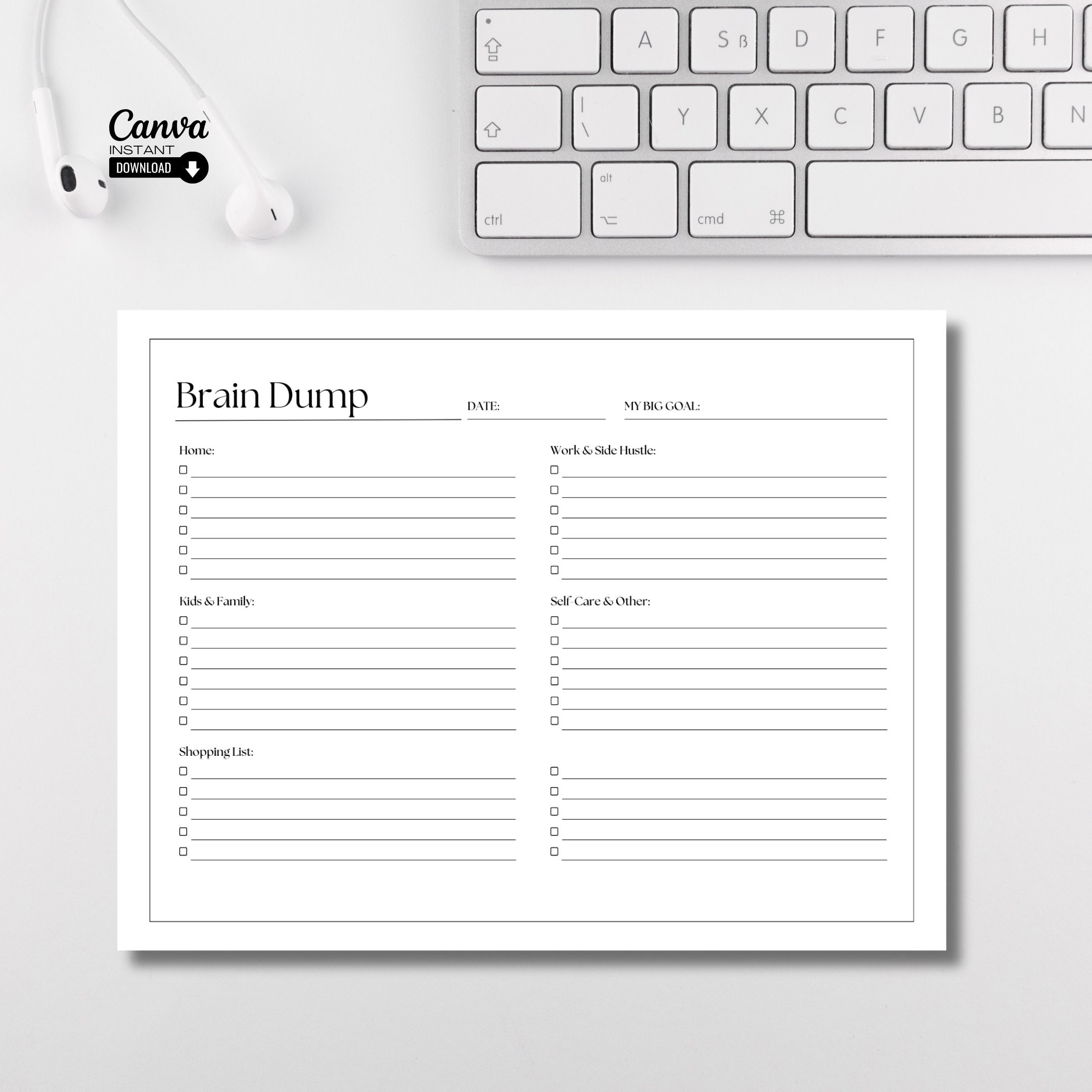 Editable ADHD Brain Dump Printable, ADHD Planner, to Do List Template ...