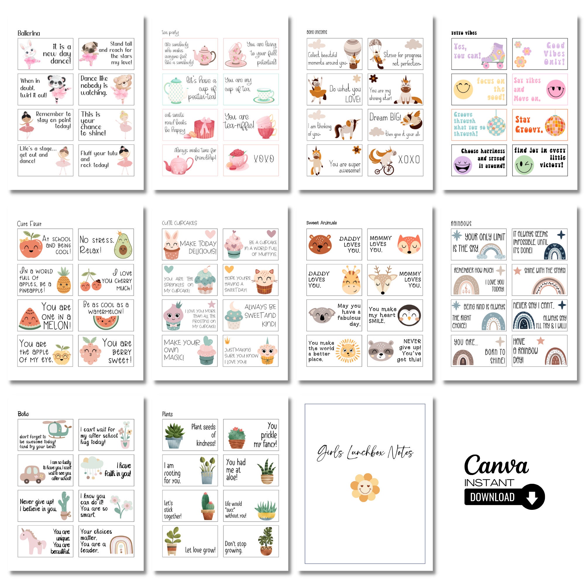 Editable Lunch Box Notes Template, Printable Kids Positive Affirmation ...