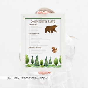 Kids Chore Chart Printable: Editable Woodland Responsibility Checklist ...
