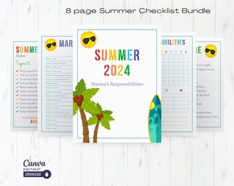 Editable Summer Daily Checklist for Kids, Printable Kids Routine Chart ...