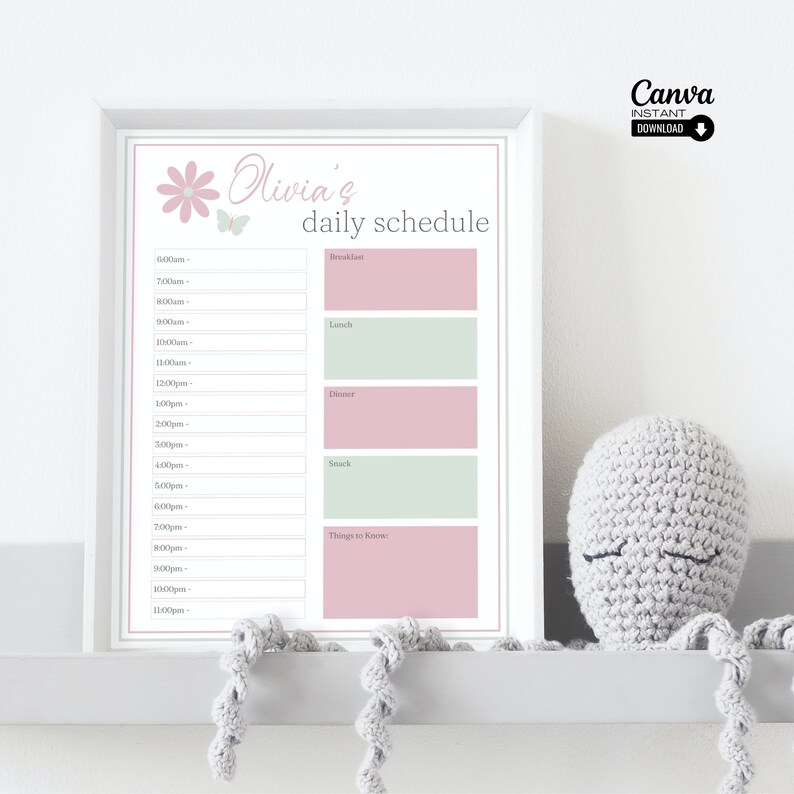 Editable Child's Daily Schedule Template, Printable Visual Schedule ...