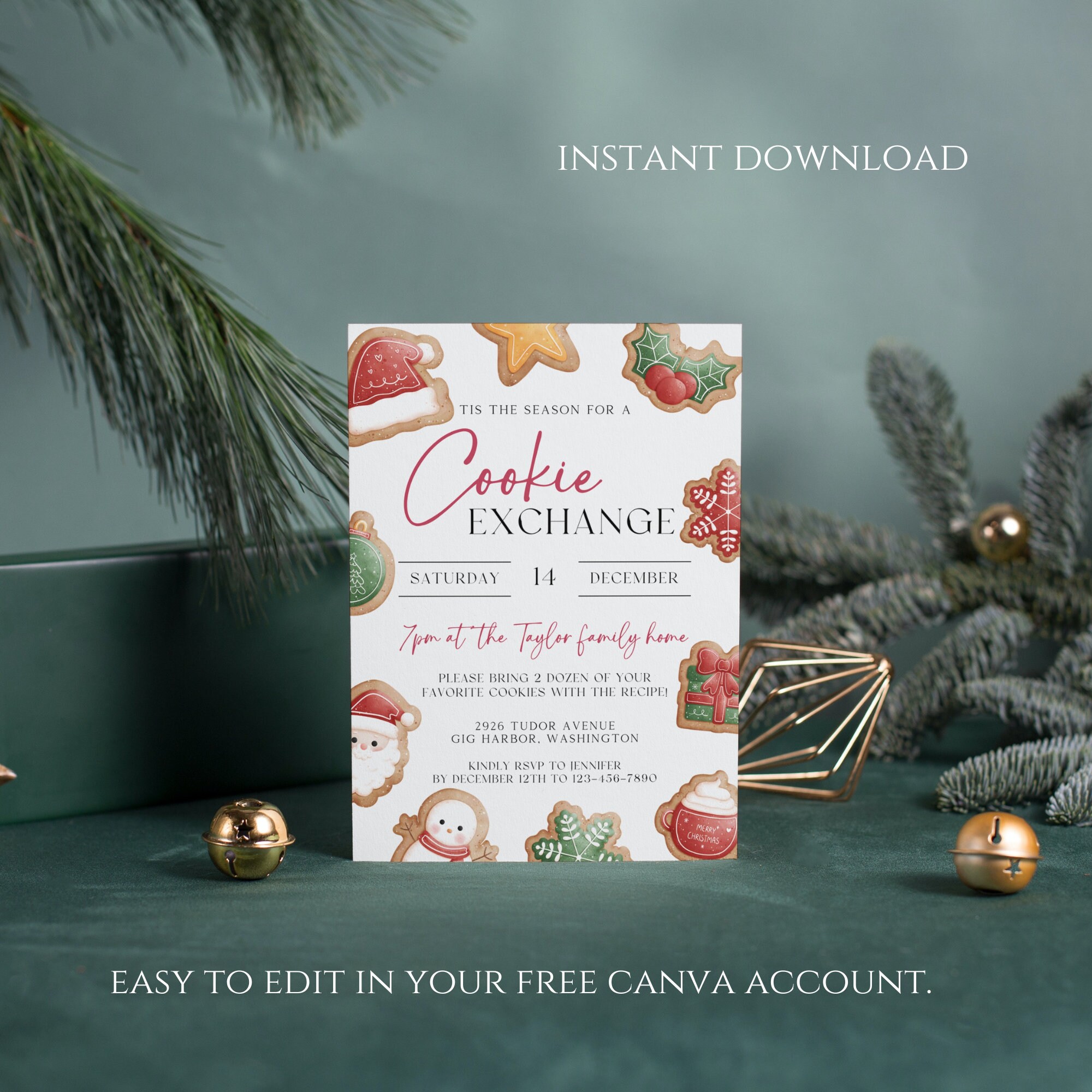 Editable Cookie Exchange Invitation: Christmas Baking Party (digital ...