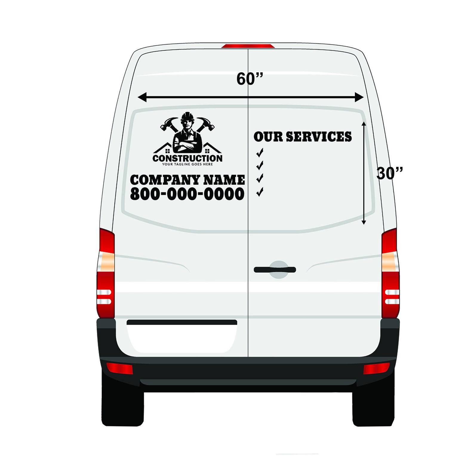 Custom Cargo Van Decal Kit: Business Name, Services, Contact Info - Etsy