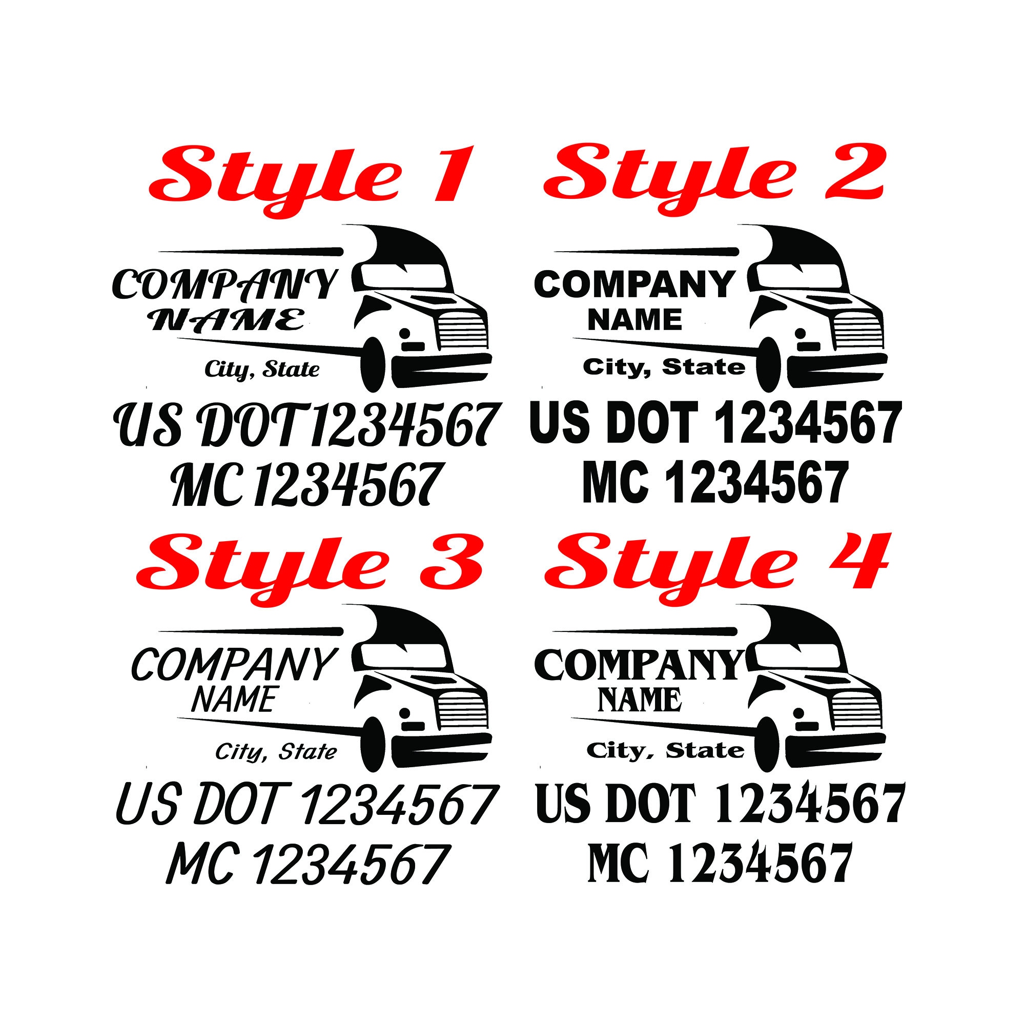 2 Custom US DOT Trucking Decals , US Dot Stickers, Truck Door Lettering ...