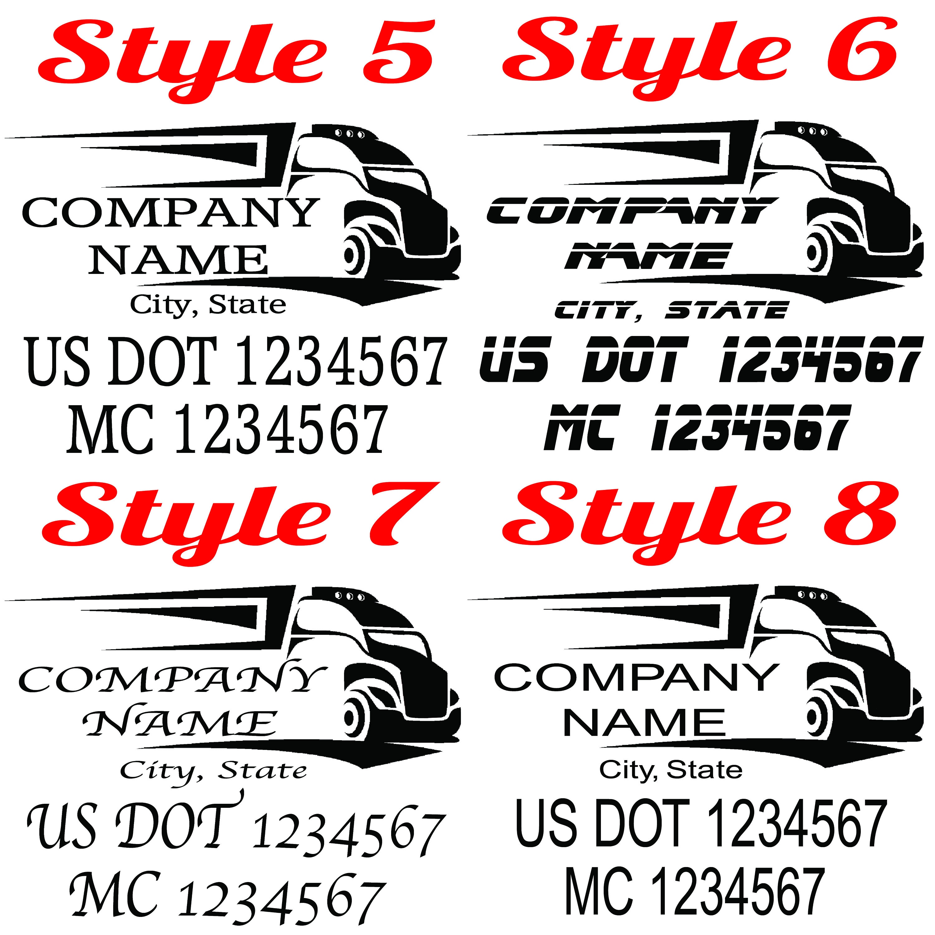 2 Custom US DOT Trucking Decals , US Dot Stickers, Truck Door Lettering ...