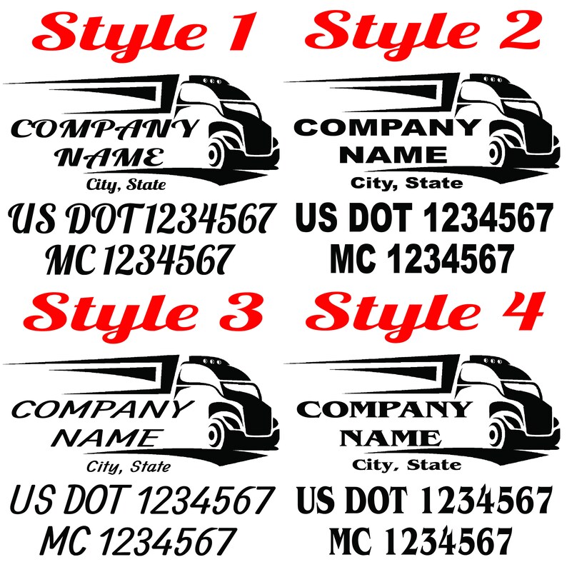 2 Custom US DOT Trucking Decals , US Dot Stickers, Truck Door Lettering ...