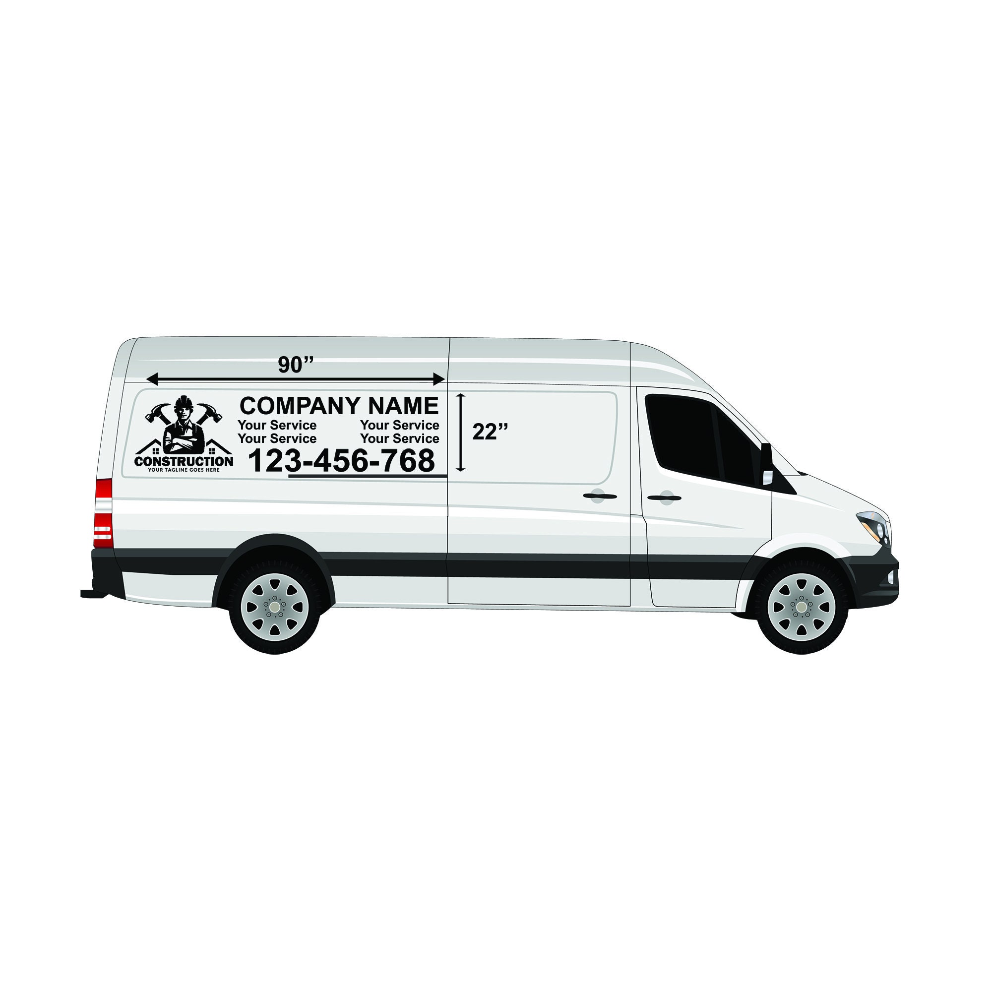 2 Van Construction Side Decals and Rear Decal . Commercial Vehicle ...