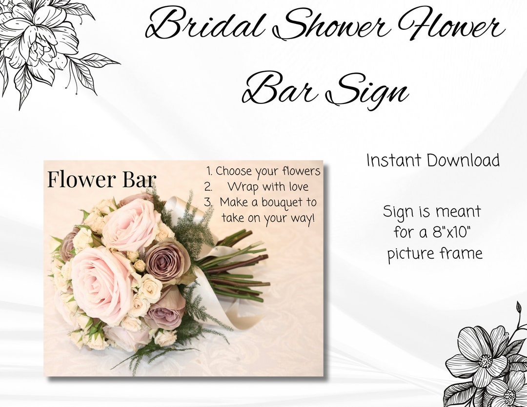 Flower Bar Sign Bridal Shower Instant Download Digital Download Wedding ...