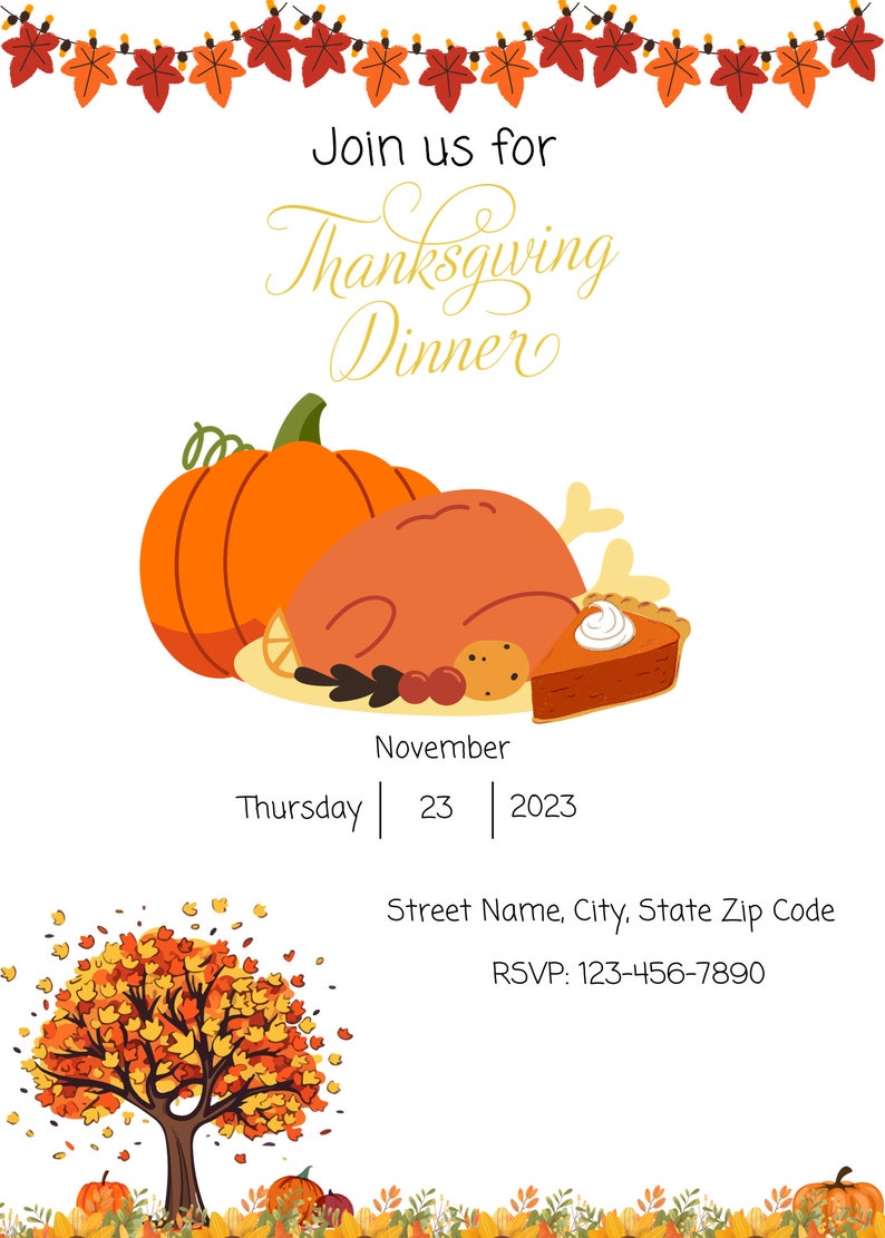 Thanksgiving Invitation Editable Evite Instant Download - Etsy