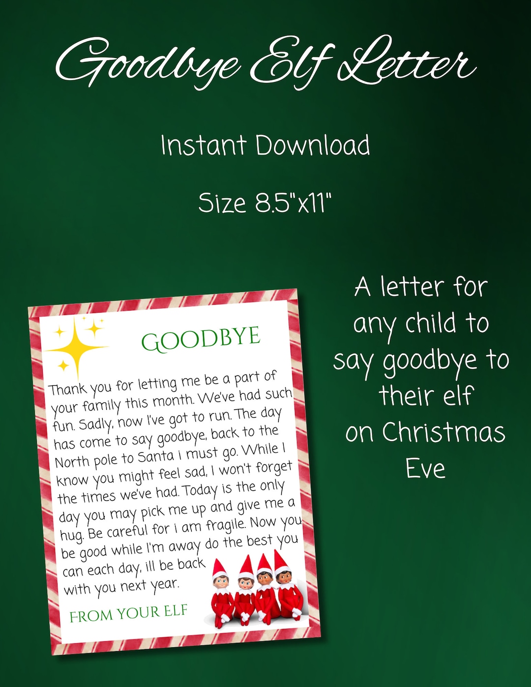 Goodbye Elf Letter | Christmas | Christmas Eve | Digital Download ...