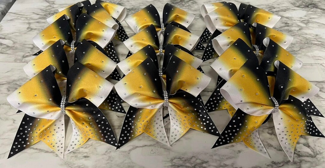 Sublimated Ombré Cheer Bow. Yellow Gold Black & White - Etsy