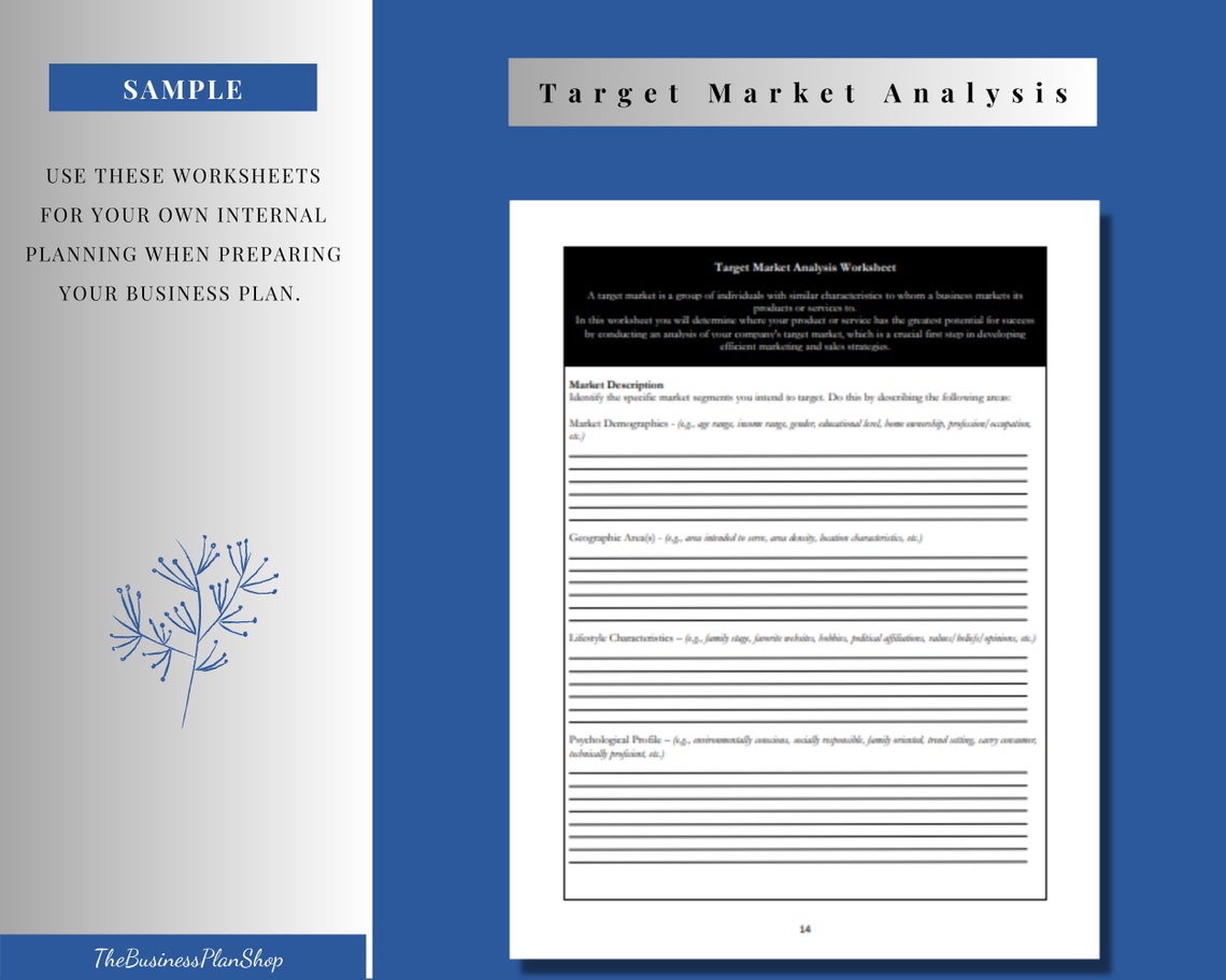 Business Plan Supplemental Worksheets MS Word & PDF - Etsy