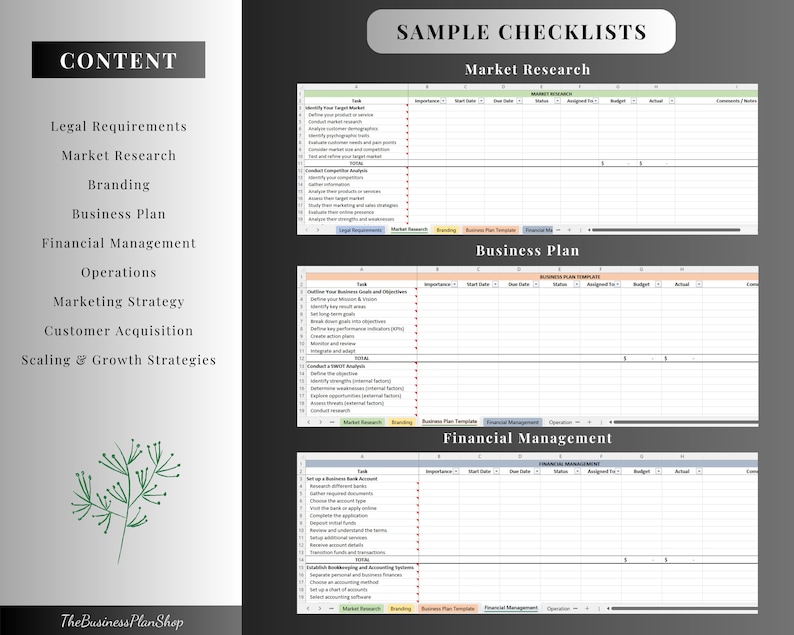 Business Startup Checklist MS Excel Google-sheets - Etsy