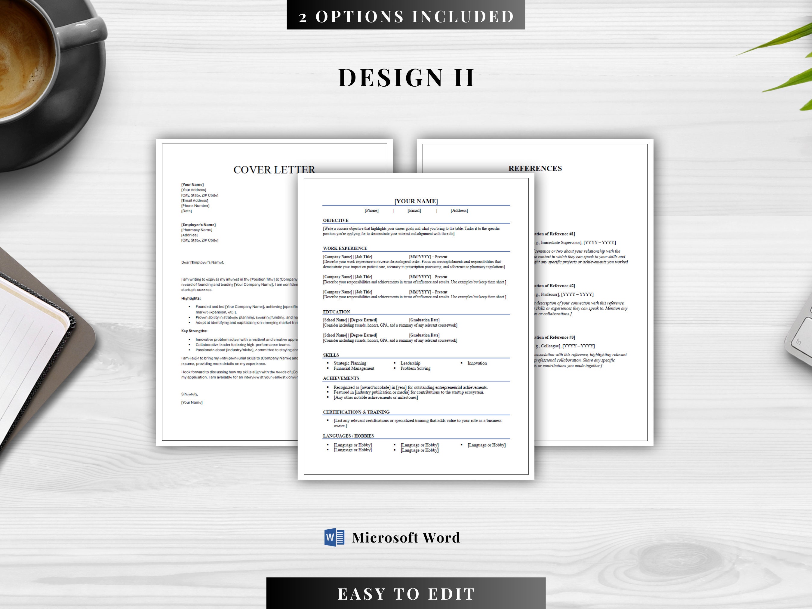 Entrepreneur Resume Bundle: Resume, Cover Letter, and Reference Letter ...