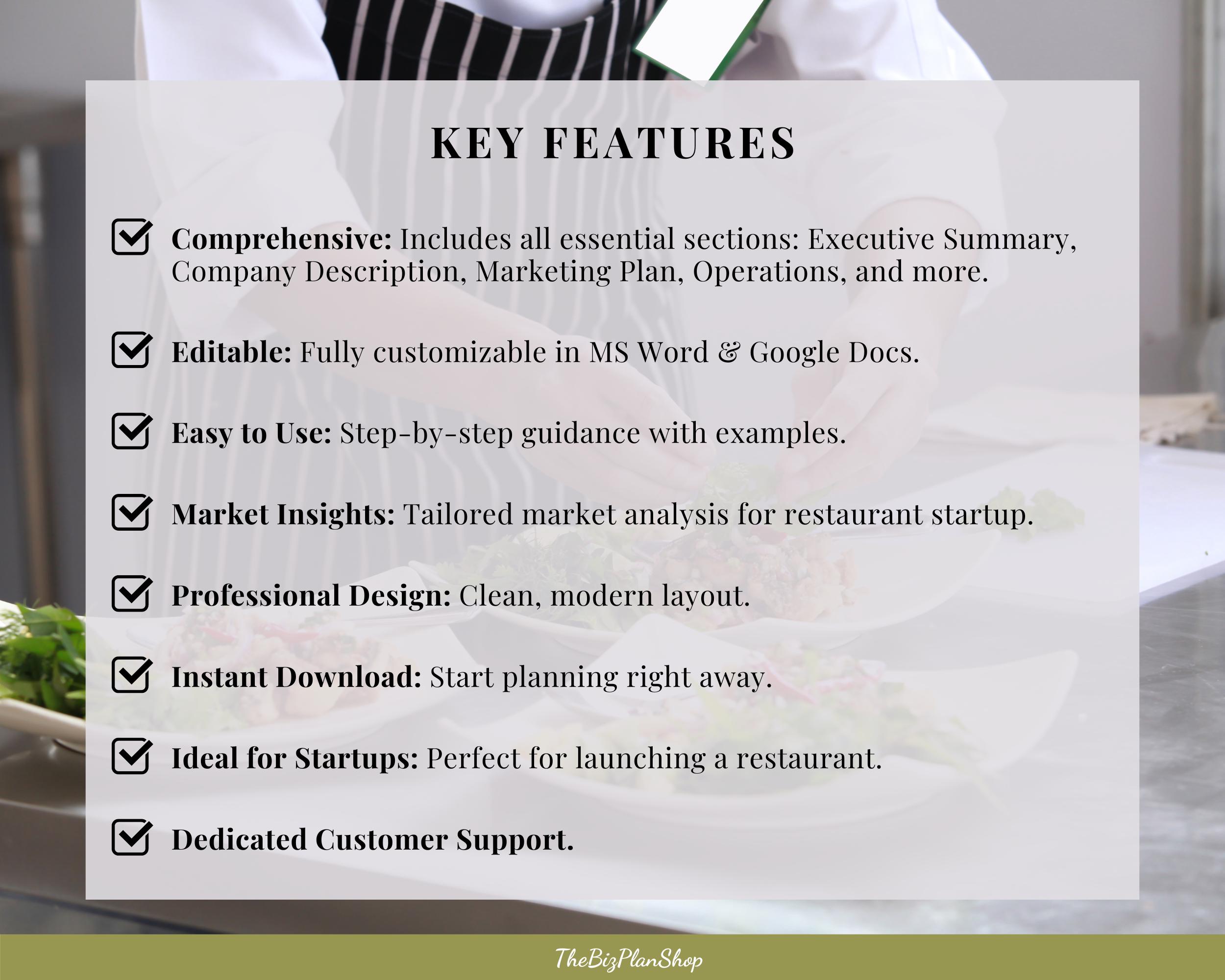 Restaurant Business Plan Template: Startup Guide (MS Word & Google Docs ...