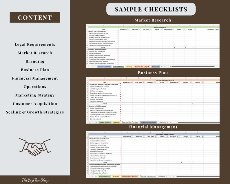 Business Startup Checklist | MS Excel | Google-sheets - Etsy