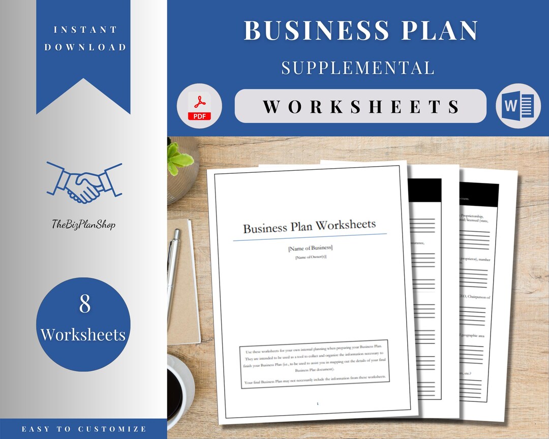 Business Plan Supplemental Worksheets MS Word & PDF - Etsy