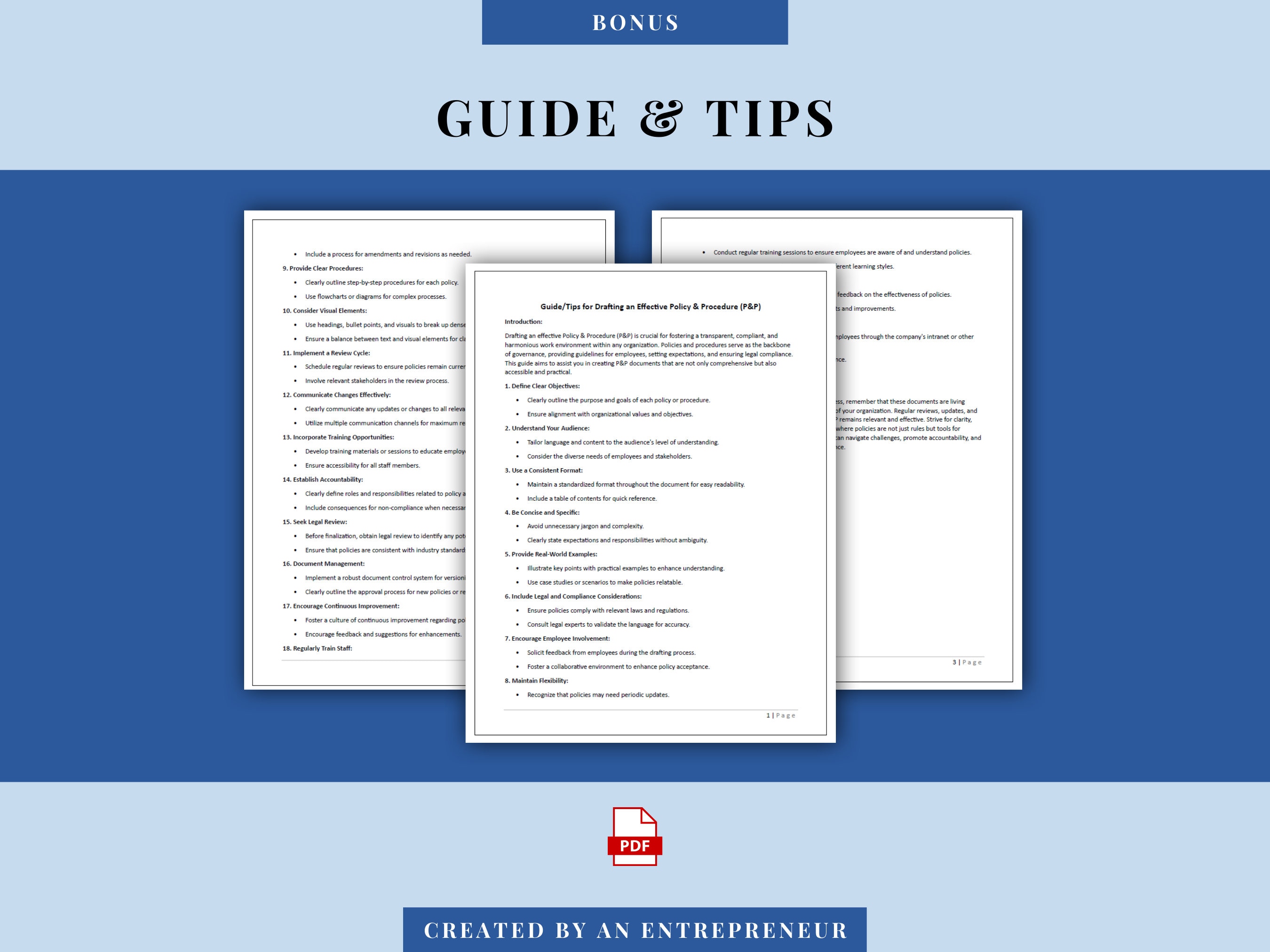 Policy & Procedure Template and Guide Editable in MS Word Instant ...