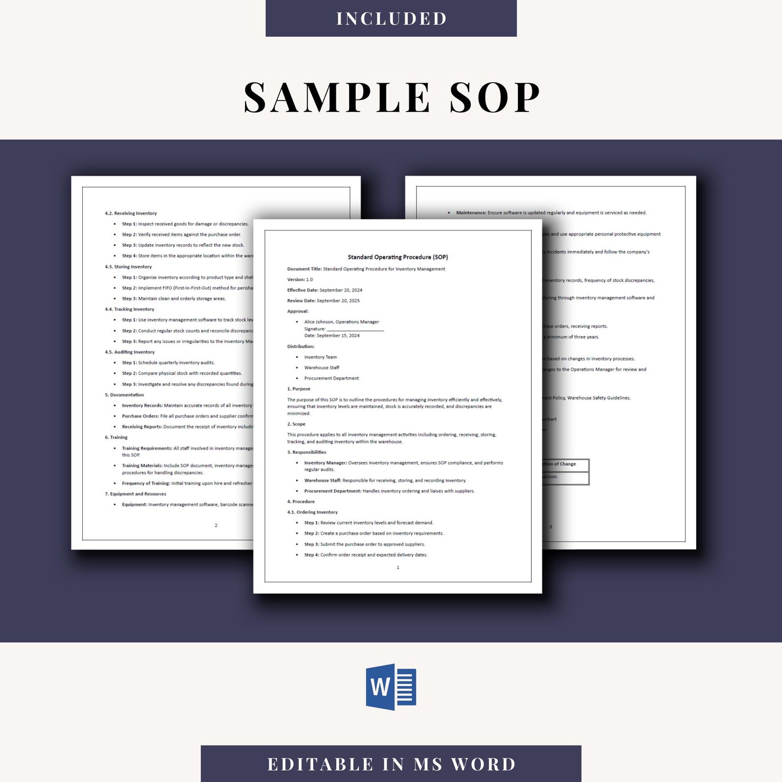 SOP Template: Editable MS Word, Business Operations (instant Download ...