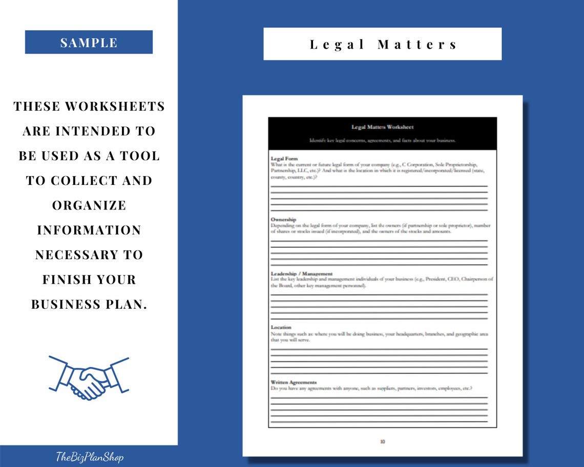 Business Plan Supplemental Worksheets (MS Word & PDF) - Etsy
