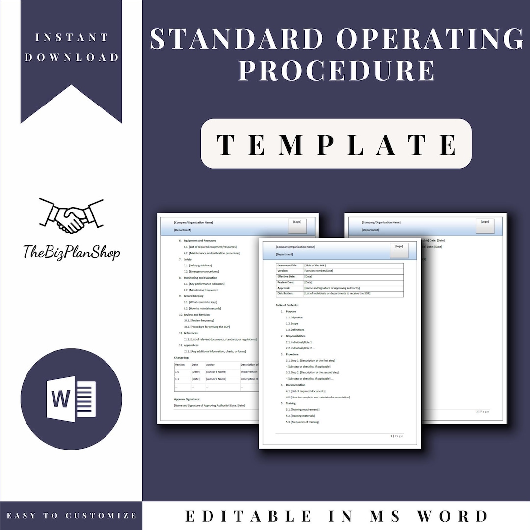SOP Template: Editable MS Word, Business Operations (instant Download ...