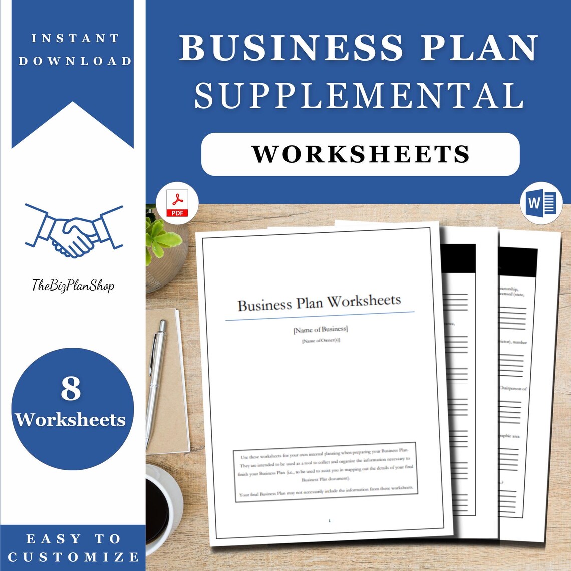 Business Plan Supplemental Worksheets (MS Word & PDF) - Etsy