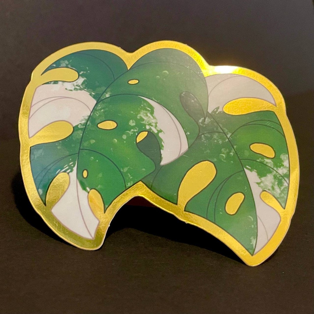 Variegated Monstera Metallic Gold Sticker - Etsy
