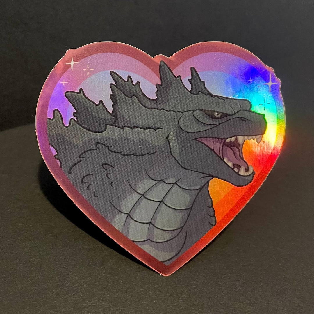 Godzilla Lover Holo Heart Sticker - Etsy