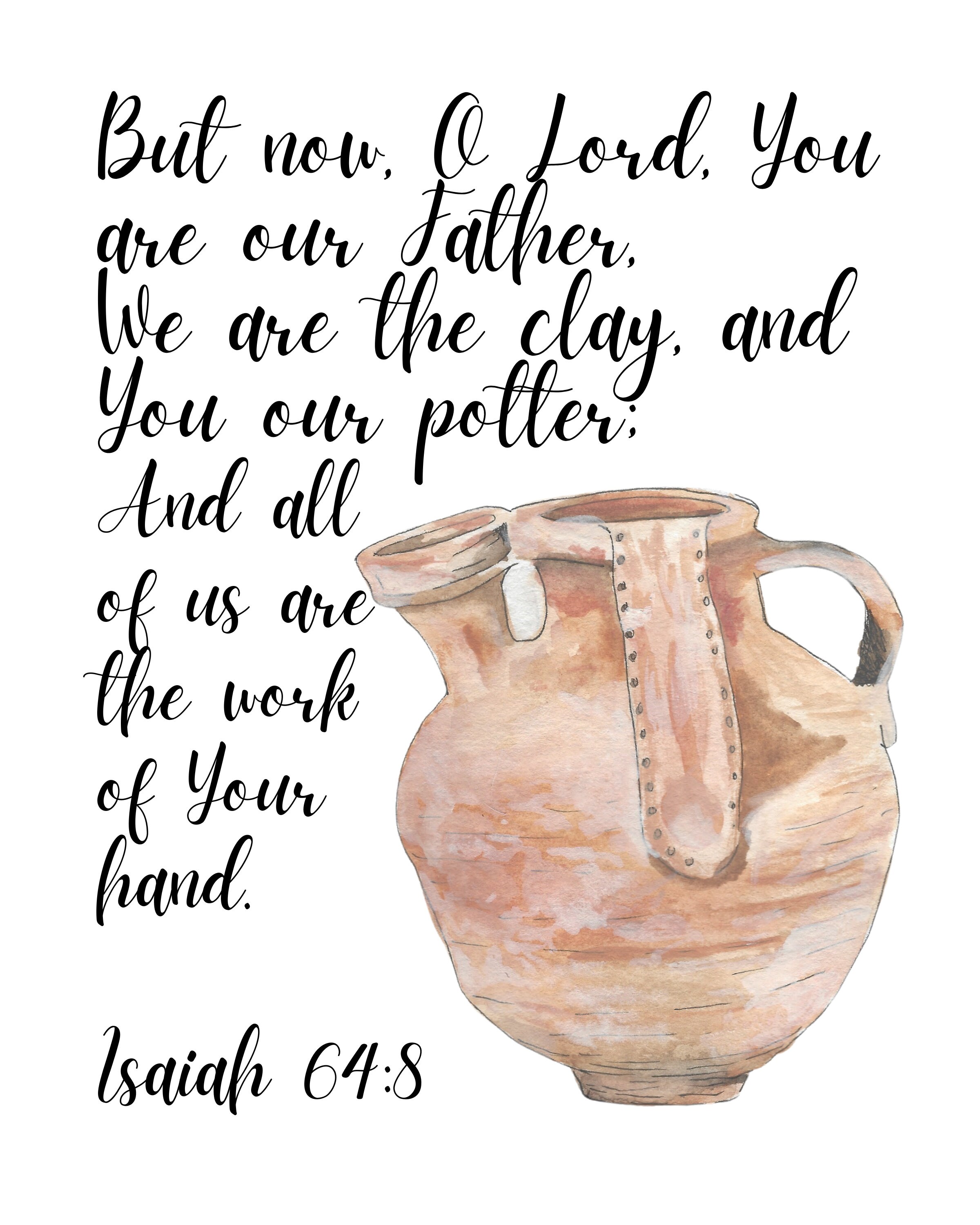 Isaiah 64 Clay Pot Bible Verse Watercolor Digital Download - Etsy