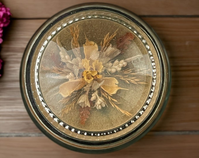 Vintage Glass Dome Paperweight With Flowers - Etsy