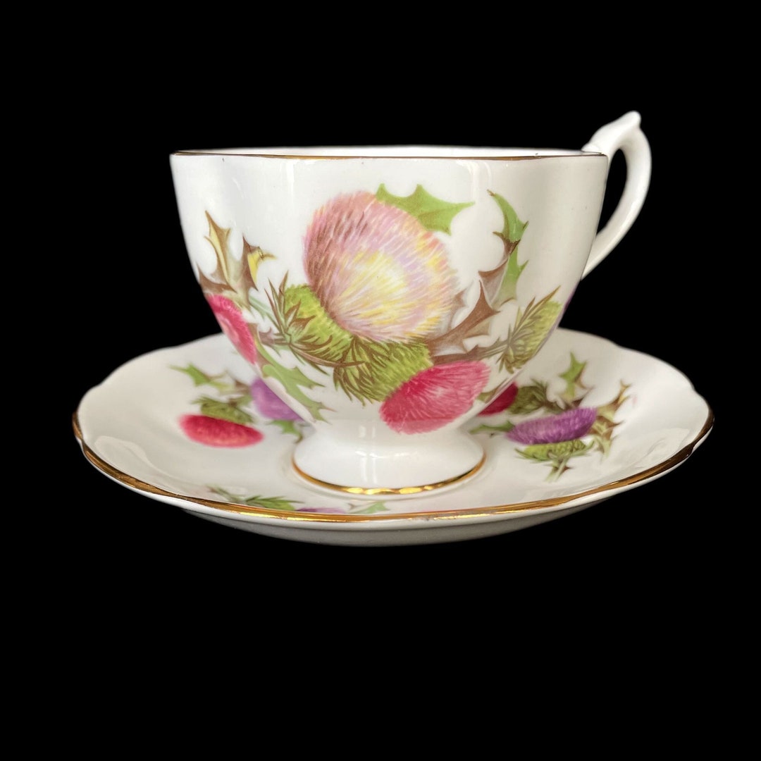 Vintage Queen Anne Dundee Thistle Bone China Cup and Saucer - Etsy