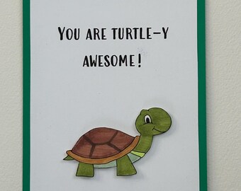 Unique Handmade Quilled Card – You’re Turtley Awesome Dad Pun - Turtle ...