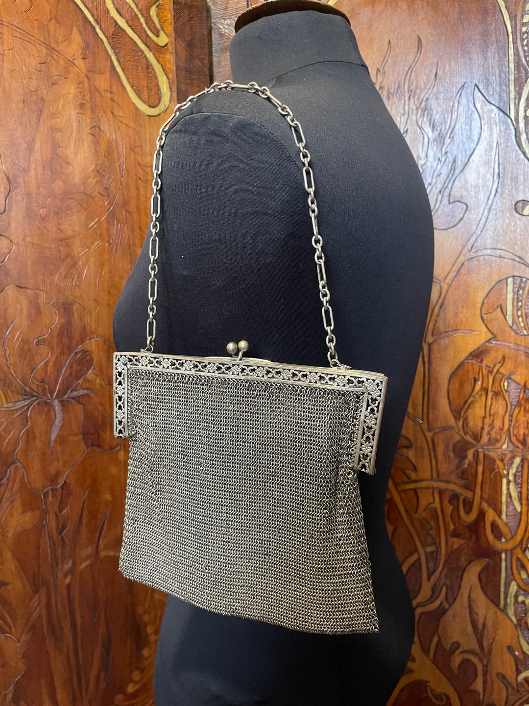 Old Silver Metal Mesh Bag - Etsy
